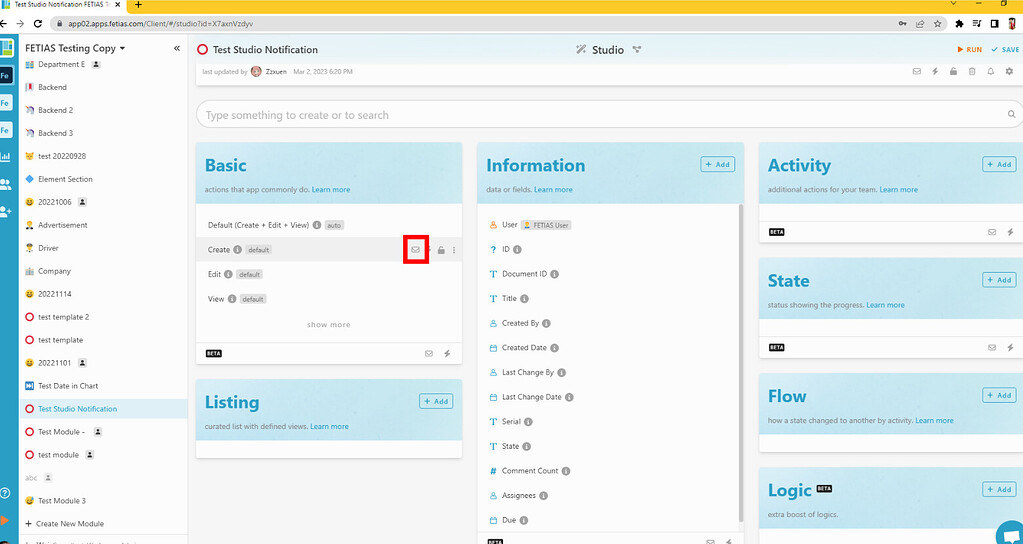 Notification With Message & Attach Link - Studio - Inistate Community